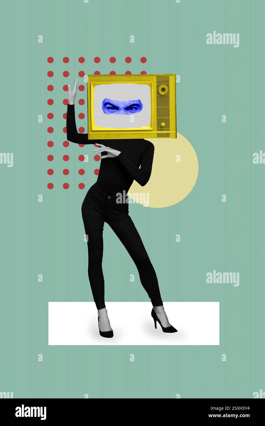 3D collage design composite trend sketch of absurd caricature head ...