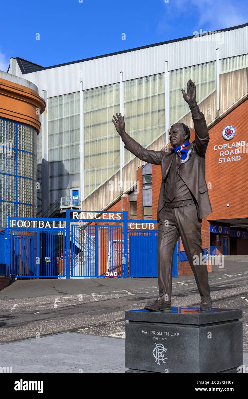 Statue of Walter Smith former manager of Glasgow Rangers FC at Ibrox ...