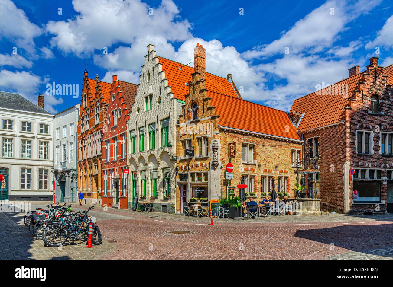 Bruges, Belgium, July 5, 2023: traditional Flemish revival style ...