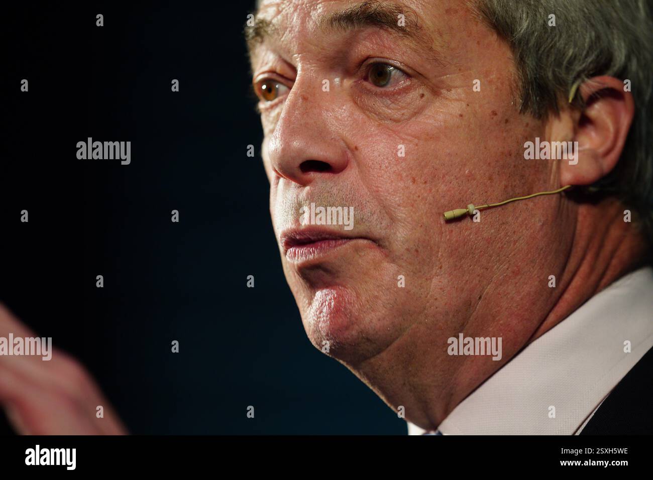 Reform UK leader Nigel Farage speaking during the Reform UK Cornwall ...