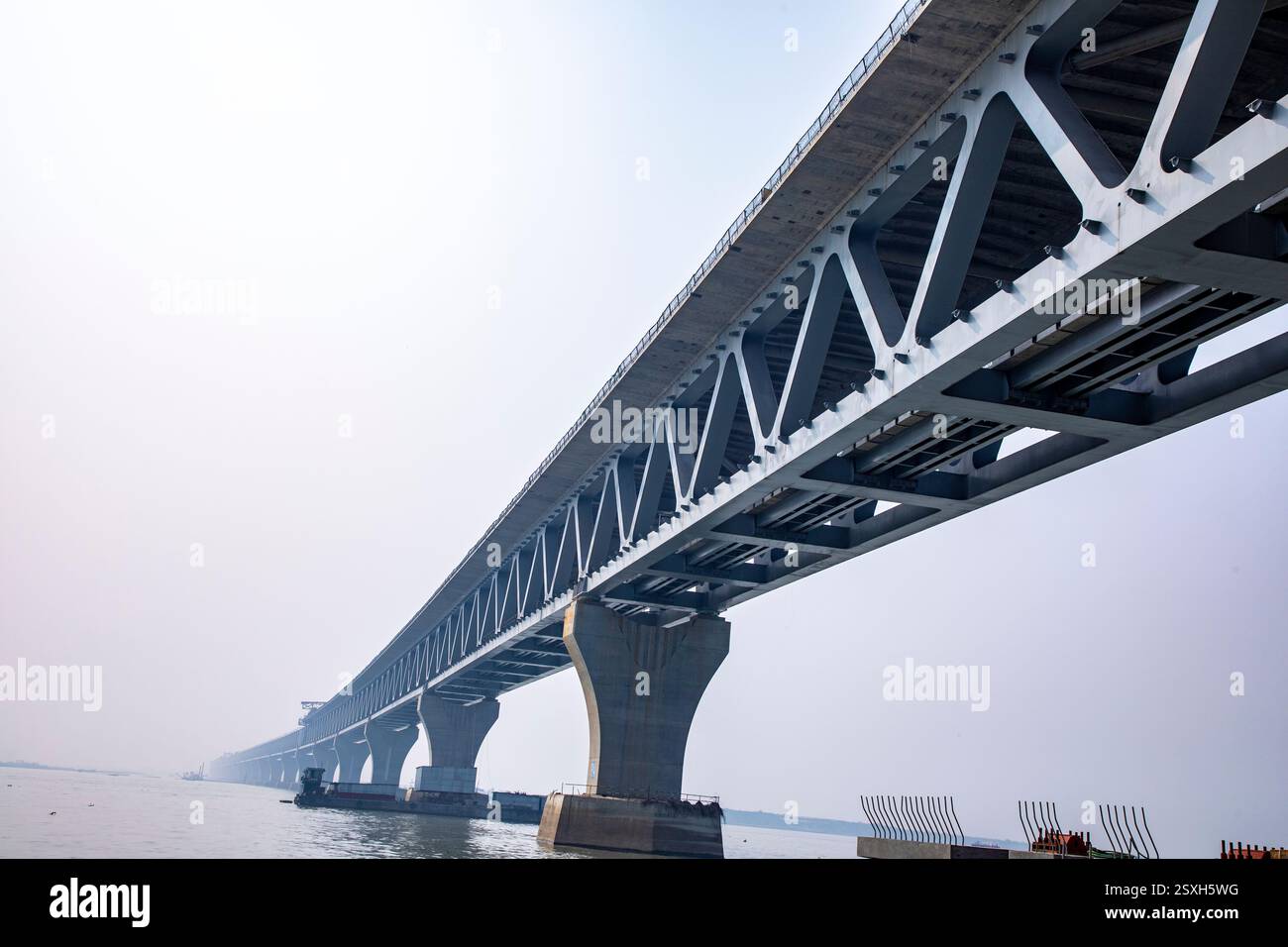The under-construction Padma Multipurpose Bridge spanning the Padma ...