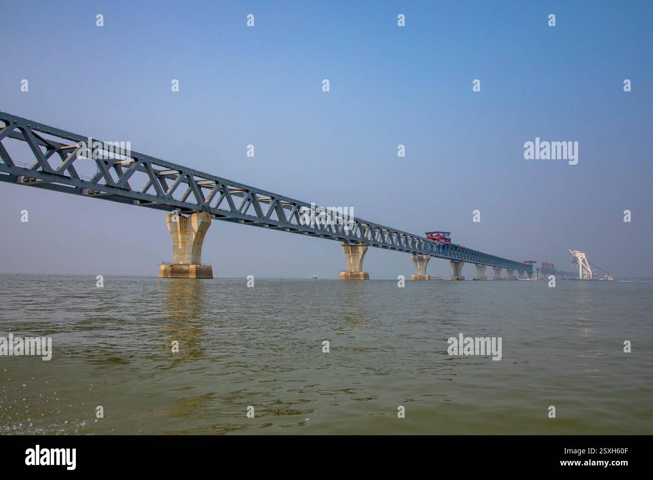 The under-construction Padma Multipurpose Bridge spanning the Padma ...