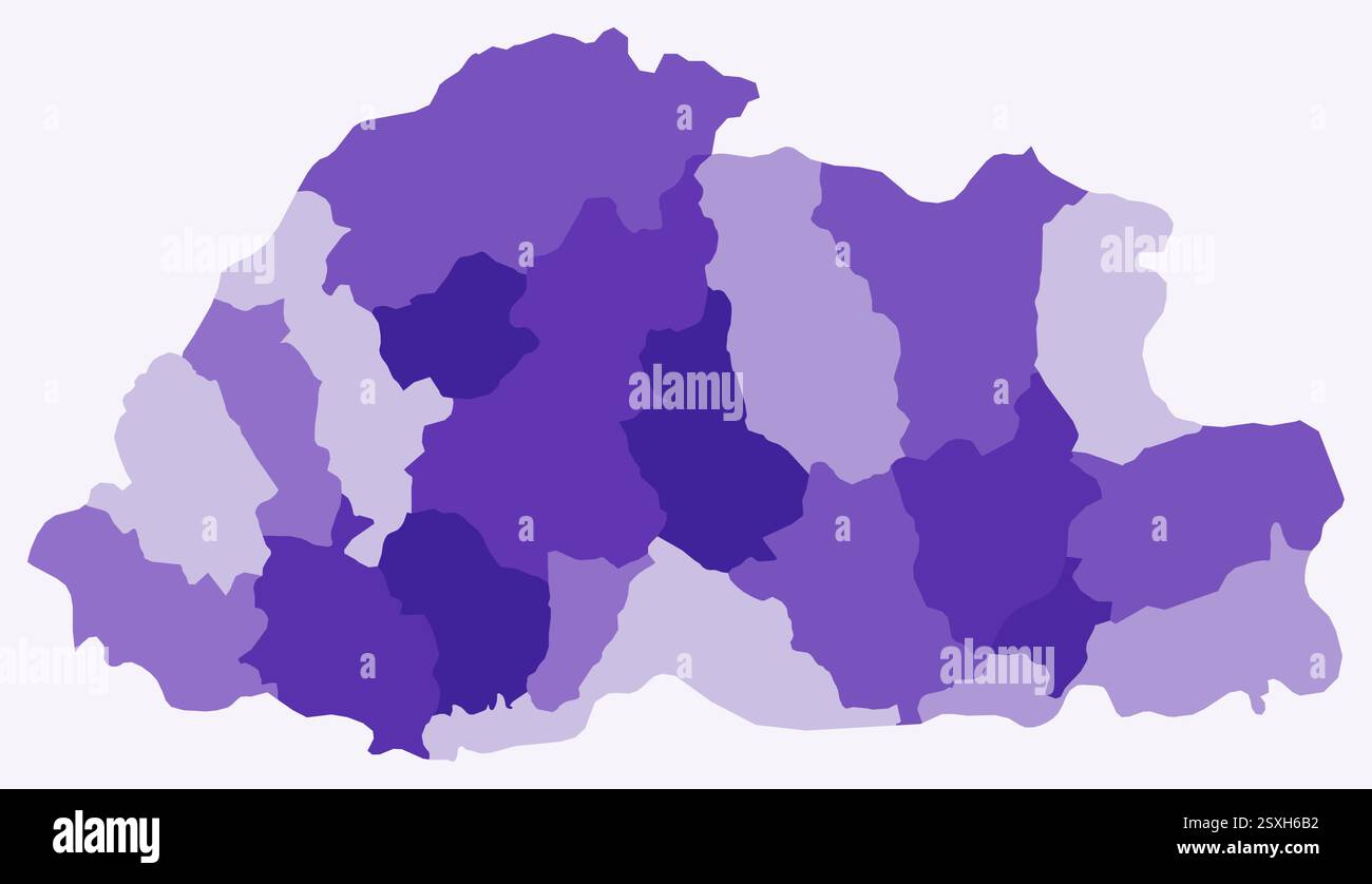 Map of Bhutan with regions. Just a simple country border map with ...