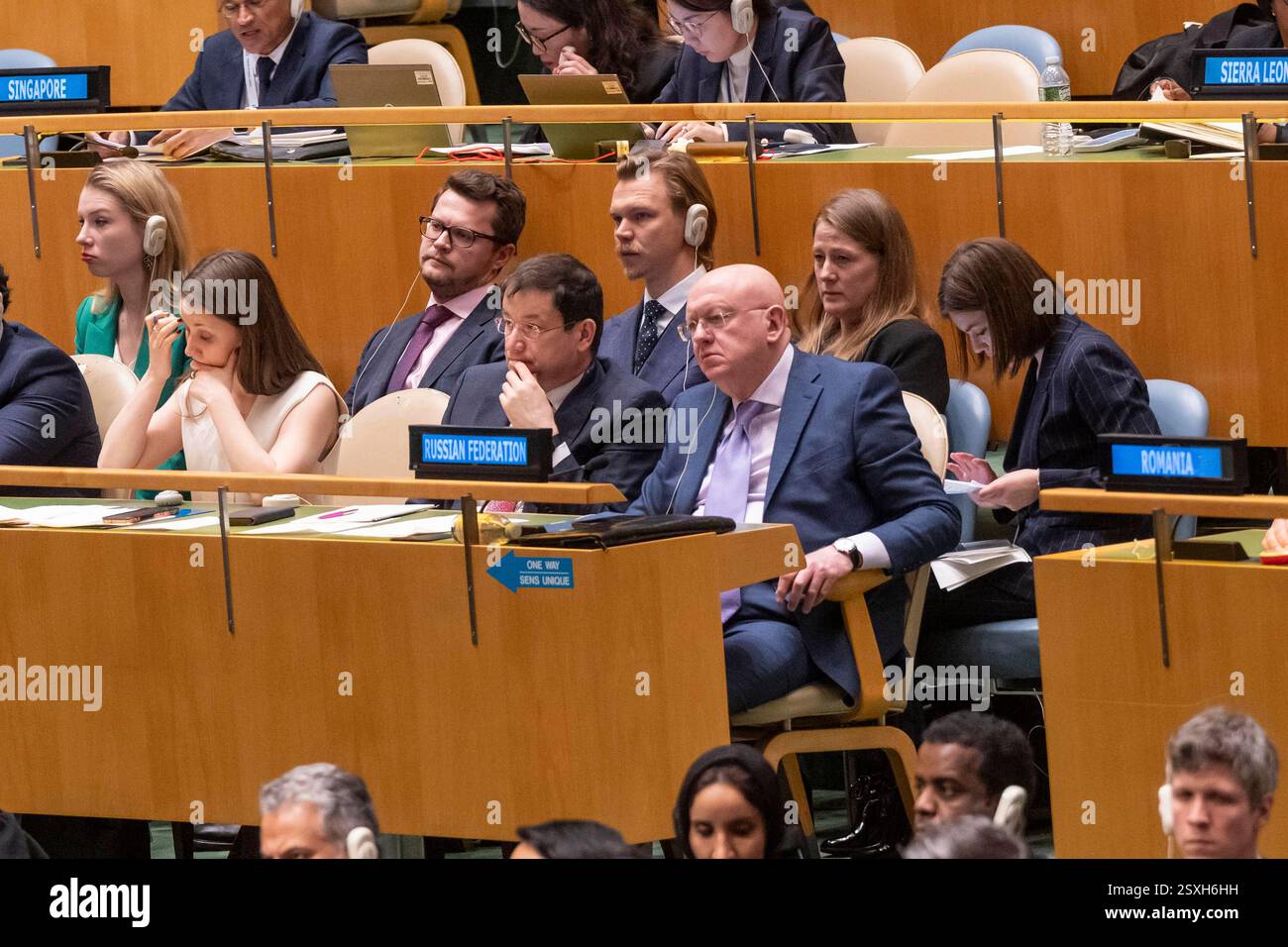 New York, New York, USA. 24th Feb, 2025. Russian Ambassadors Dmitry ...