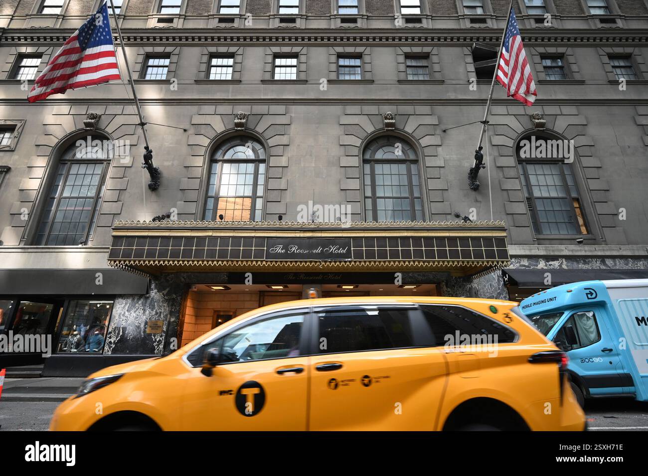 New York, USA. 24th Feb, 2025. Exterior view of the Asylum Seeker ...