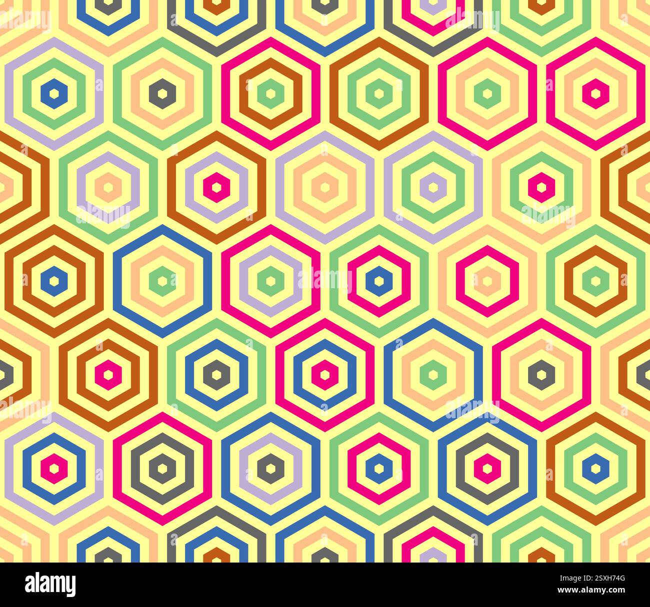 Seamless mosaic background. Stacked hexagon bold mosaic cell. Large honeycomb cells. Multiple ...