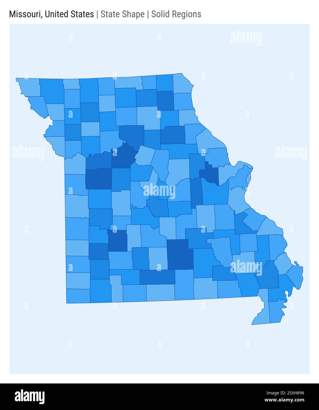 Missouri, United States. Simple vector map. State shape. Solid Regions ...