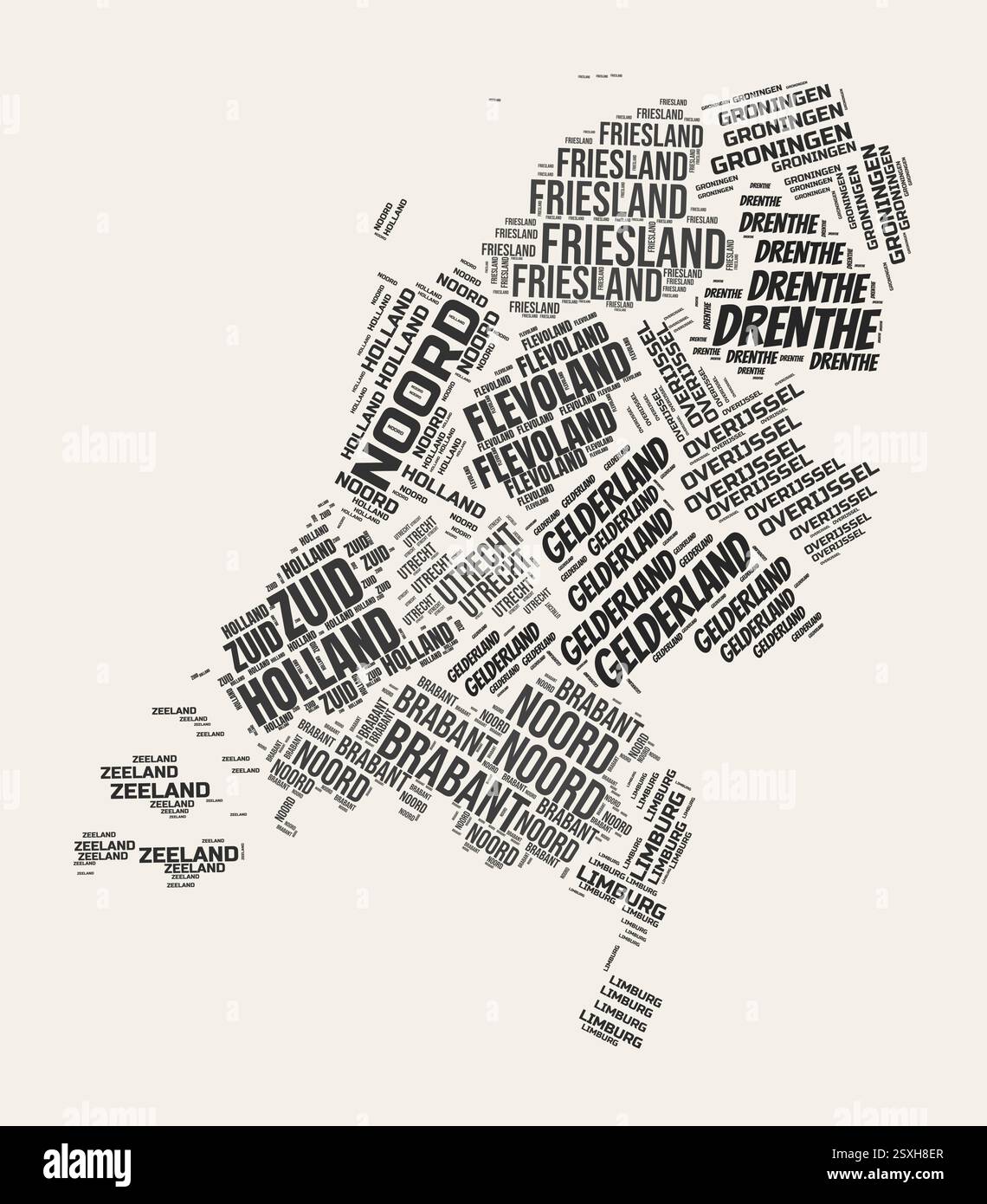 Netherlands Word Cloud. Country with regions division. Netherlands ...