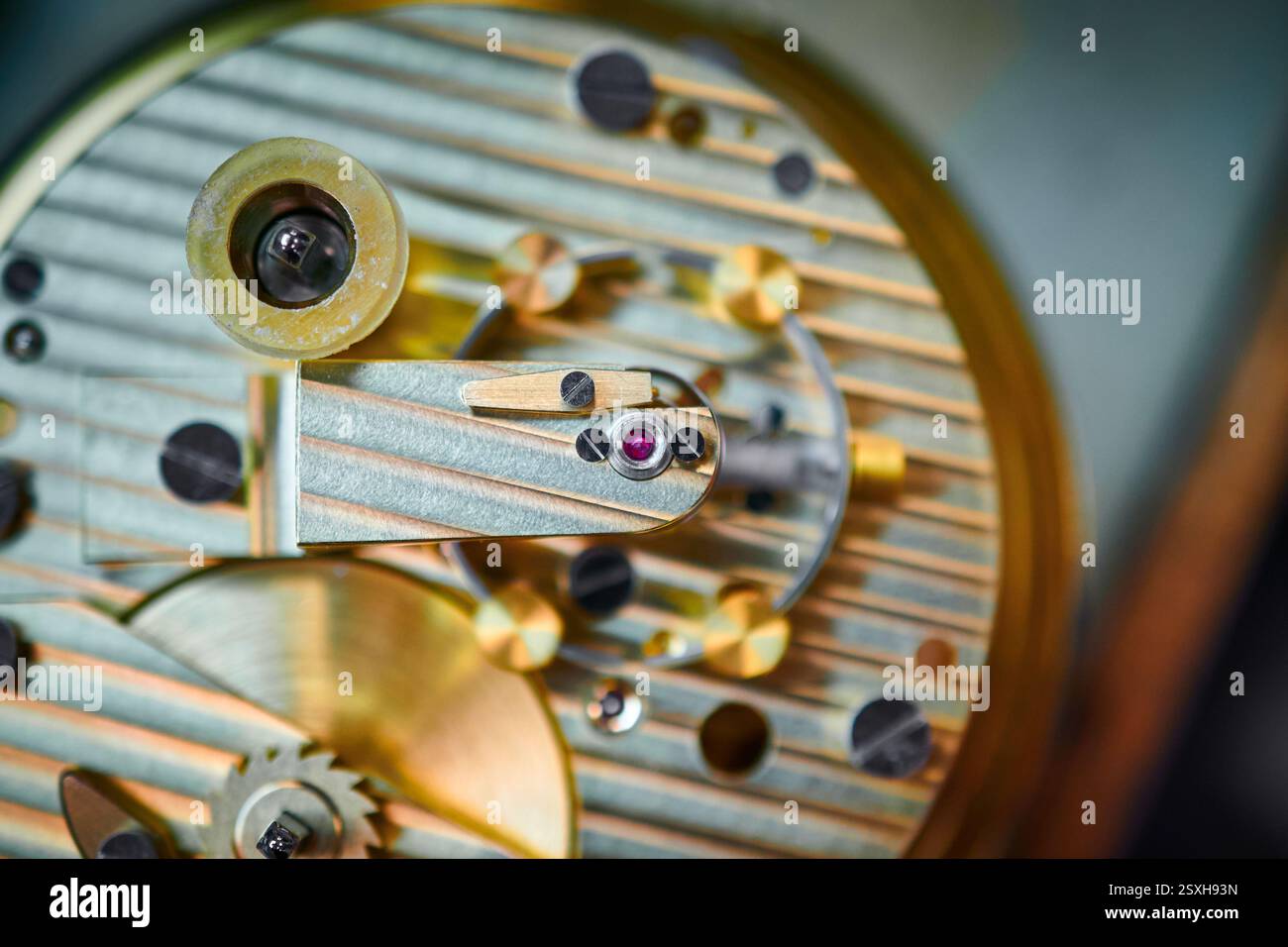 Intricate details of a clock mechanism showcasing precision engineering ...