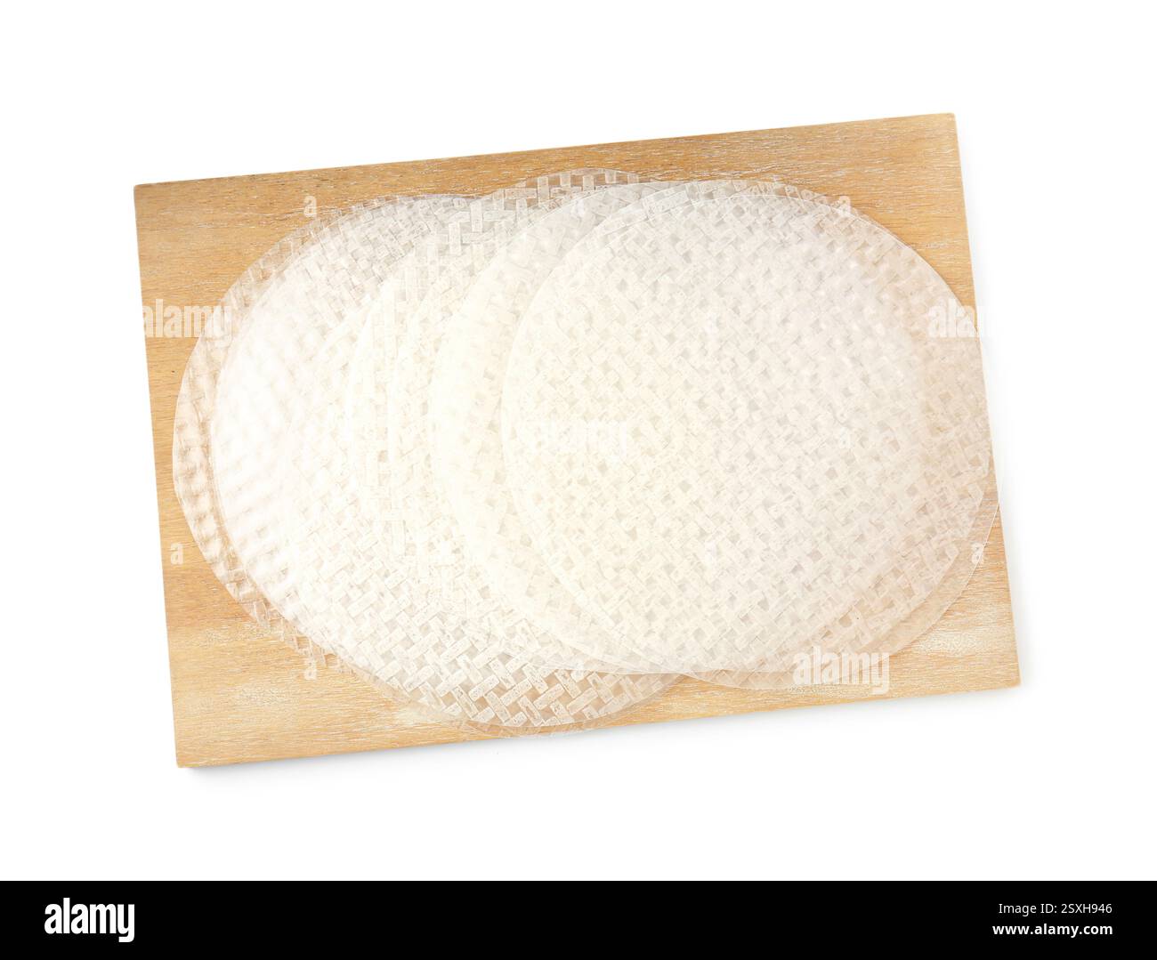 Edible rice paper sheets isolated on white, top view Stock Photo - Alamy