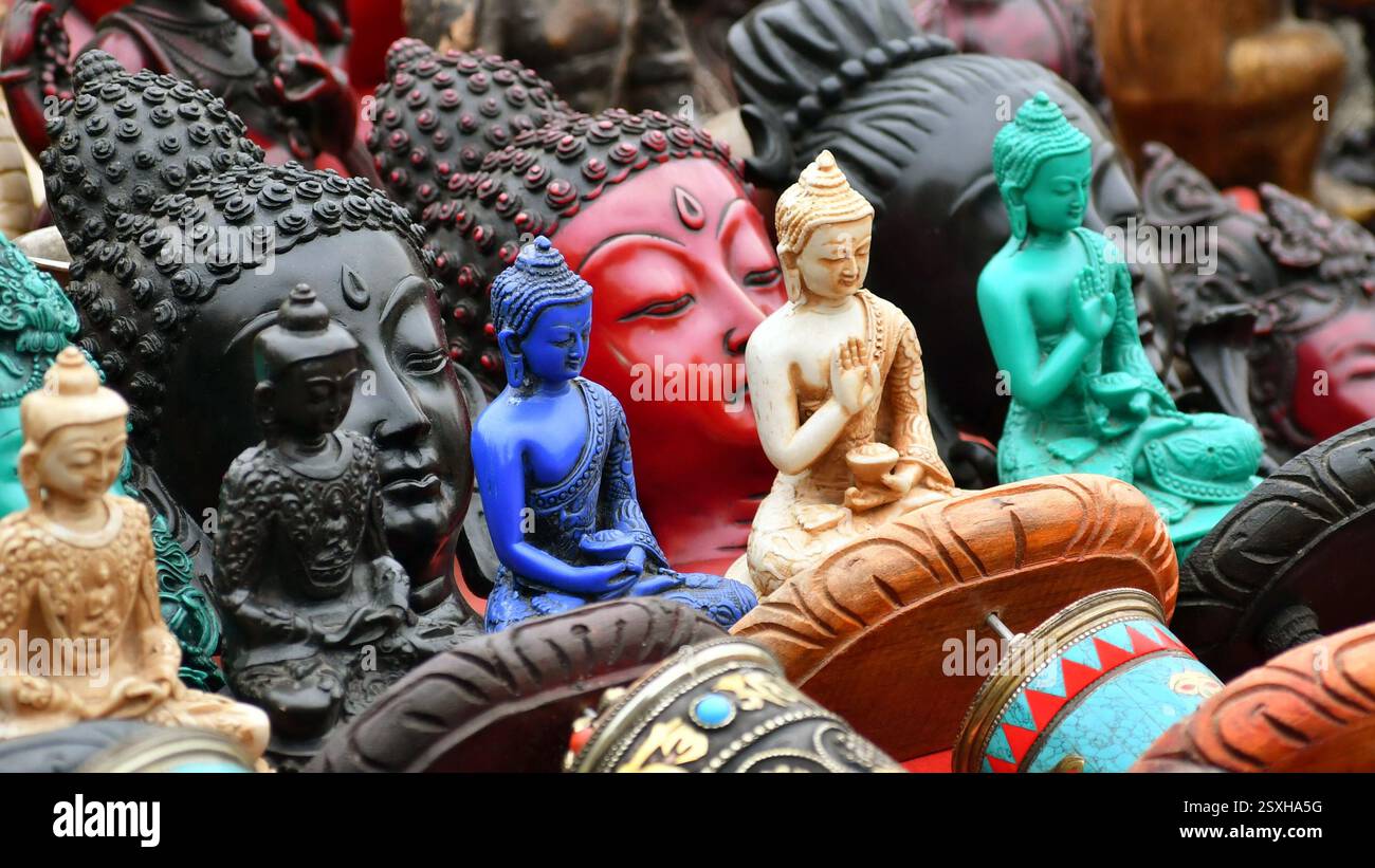 Nepali Souvenirs offered on a market, Kathmandu Stock Photo - Alamy