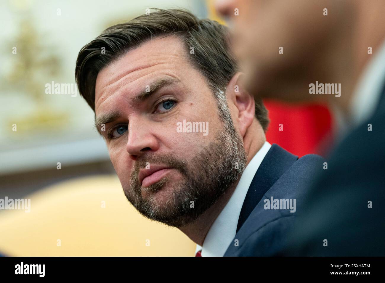 Vice President JD Vance looks on while President Donald Trump meets ...