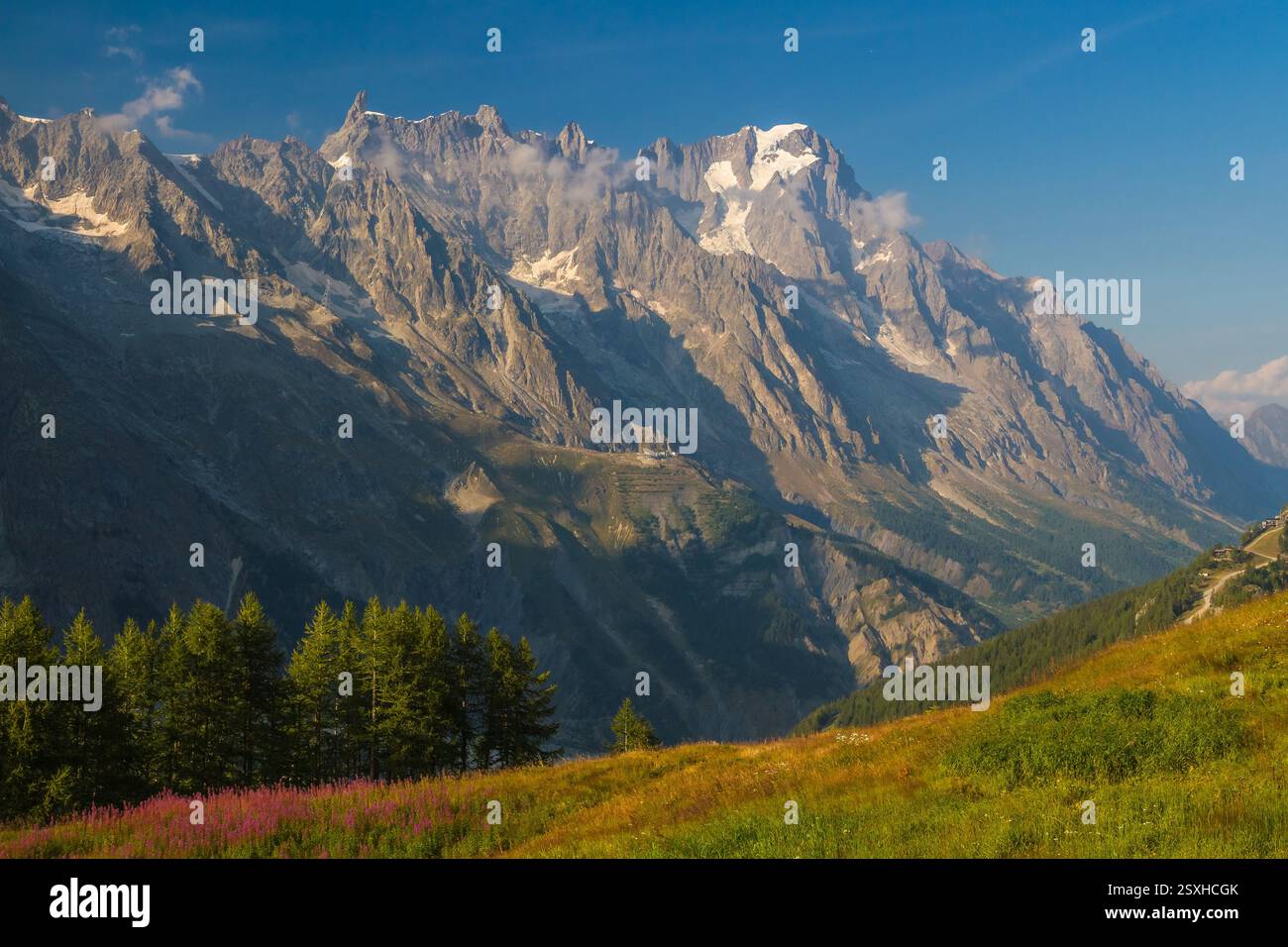 Dent du Geant and Grandes Jorasses from Italian side of TMB Stock Photo ...