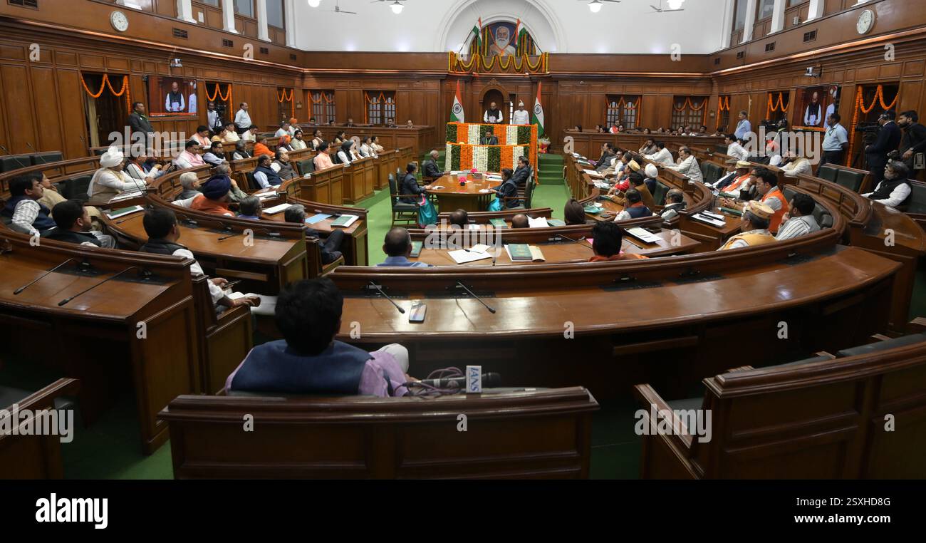 NEW DELHI, INDIA - FEBRUARY 24: Inside view of Delhi legislative ...