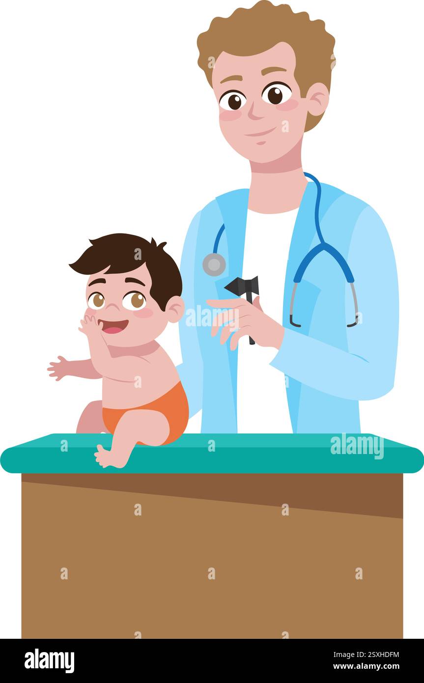 Baby Doctor Routine Checkup Stock Vector Image & Art - Alamy