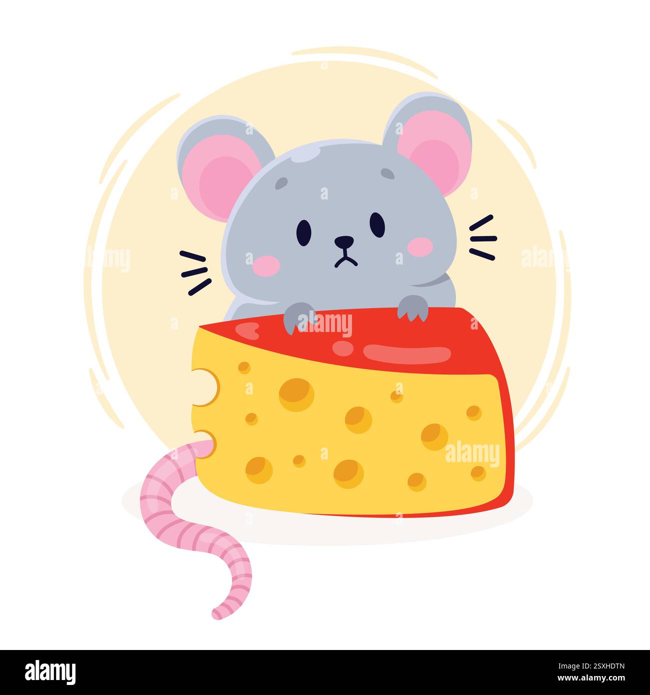 Mouse and cheese. Cute cartoon vector illustration Stock Vector Image ...