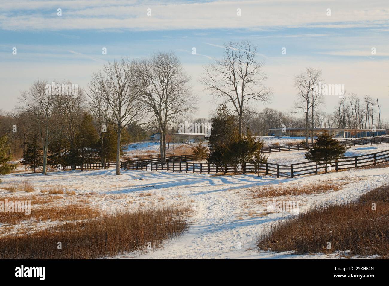 Snow on the grounds of Grace Farms, New Canaan, Connecticut Stock Photo ...