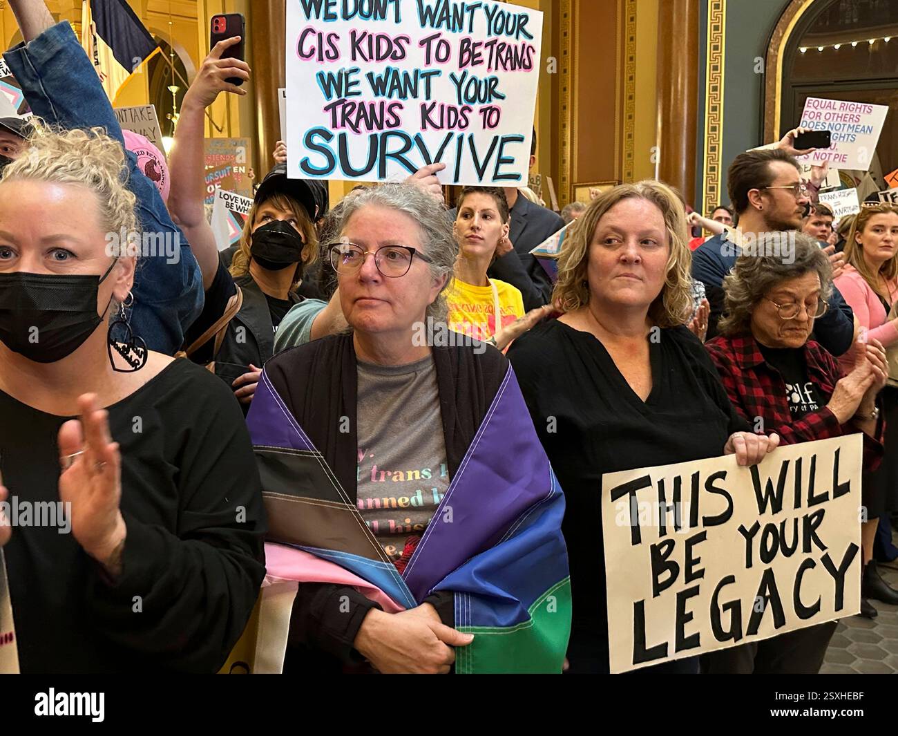 Protesters filled the Iowa state Capitol in Des Moines on Monday, Feb ...