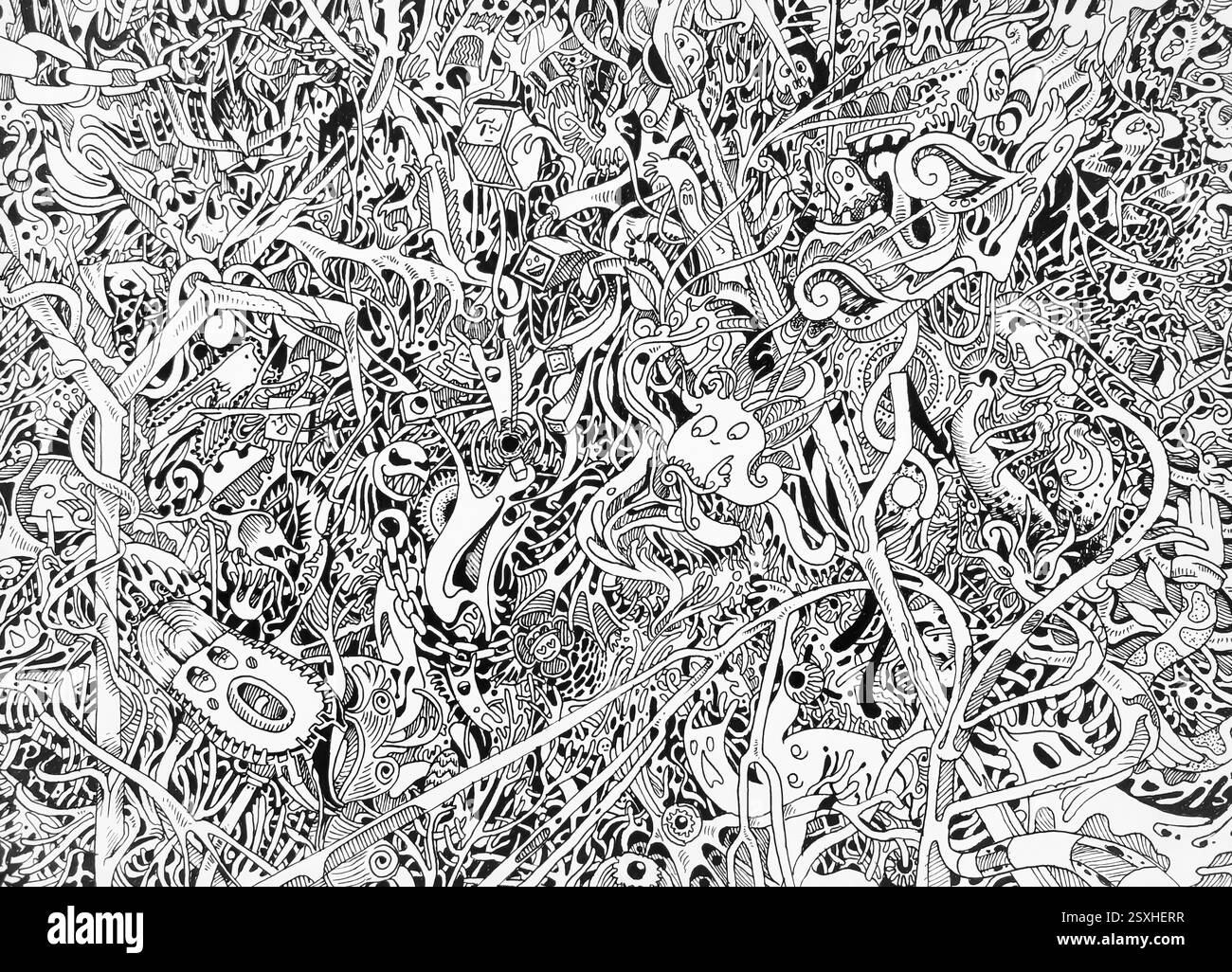 Ornate doodle brain storming, idea generation illustration artwork ...