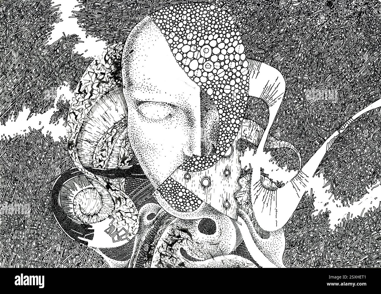 Deformed artificial intelligence AI robot face illustration artwork ...