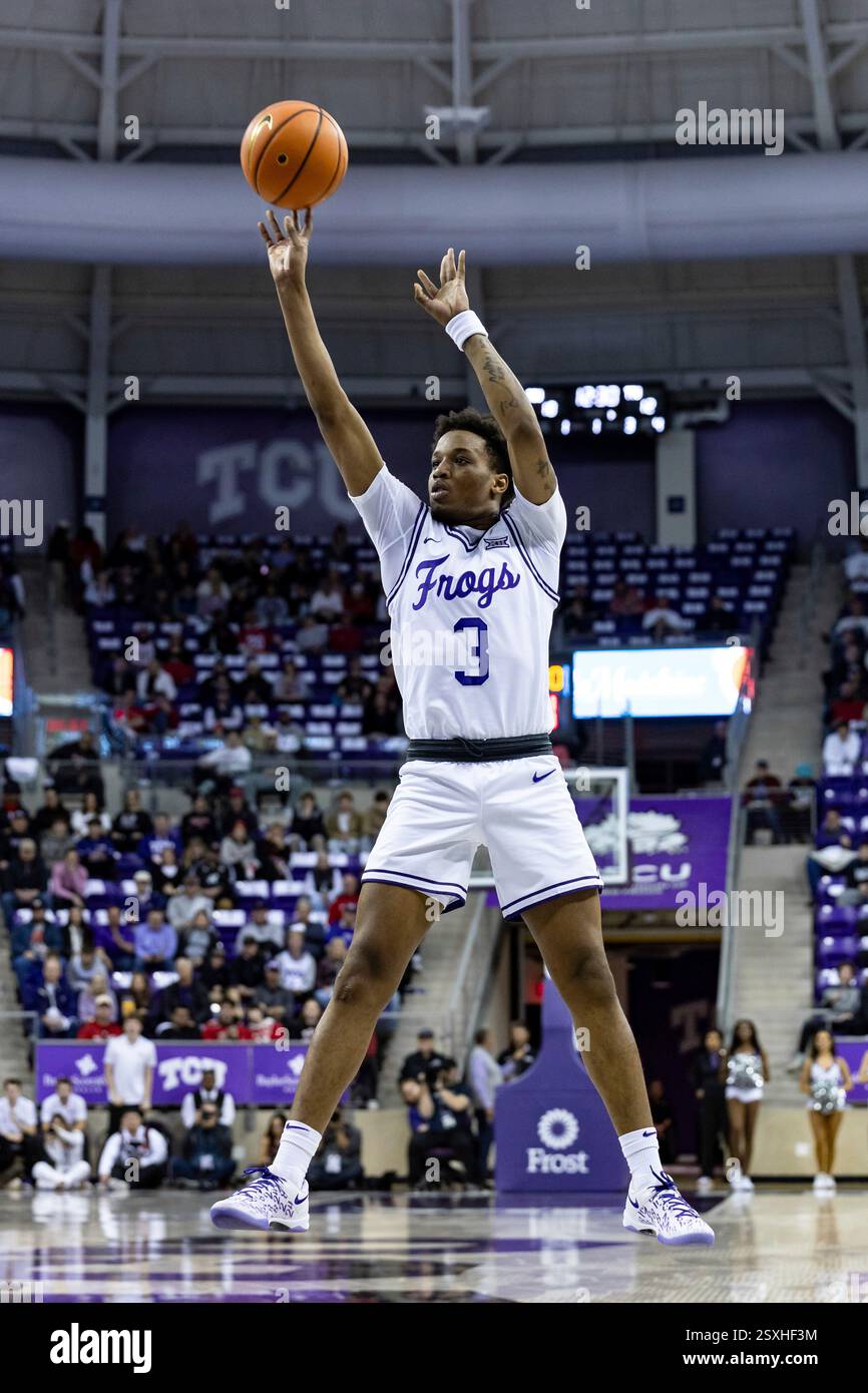 FORT WORTH, TX - FEBRUARY 18: TCU Horned Frogs guard Vasean Allette (#3 ...