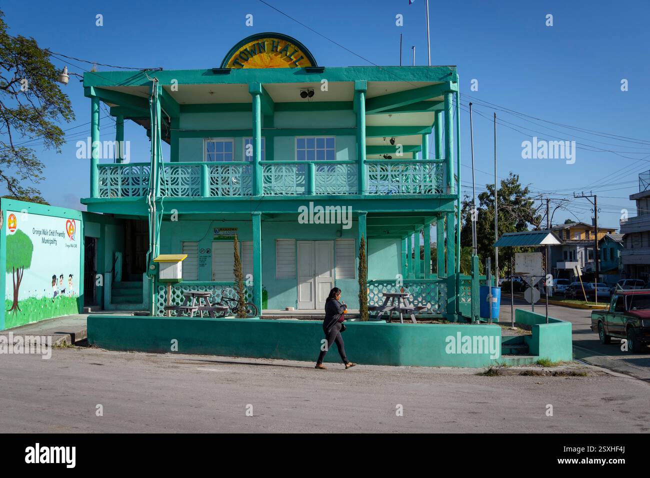 Town Hall in Orange Walk Town, Belize Stock Photo - Alamy