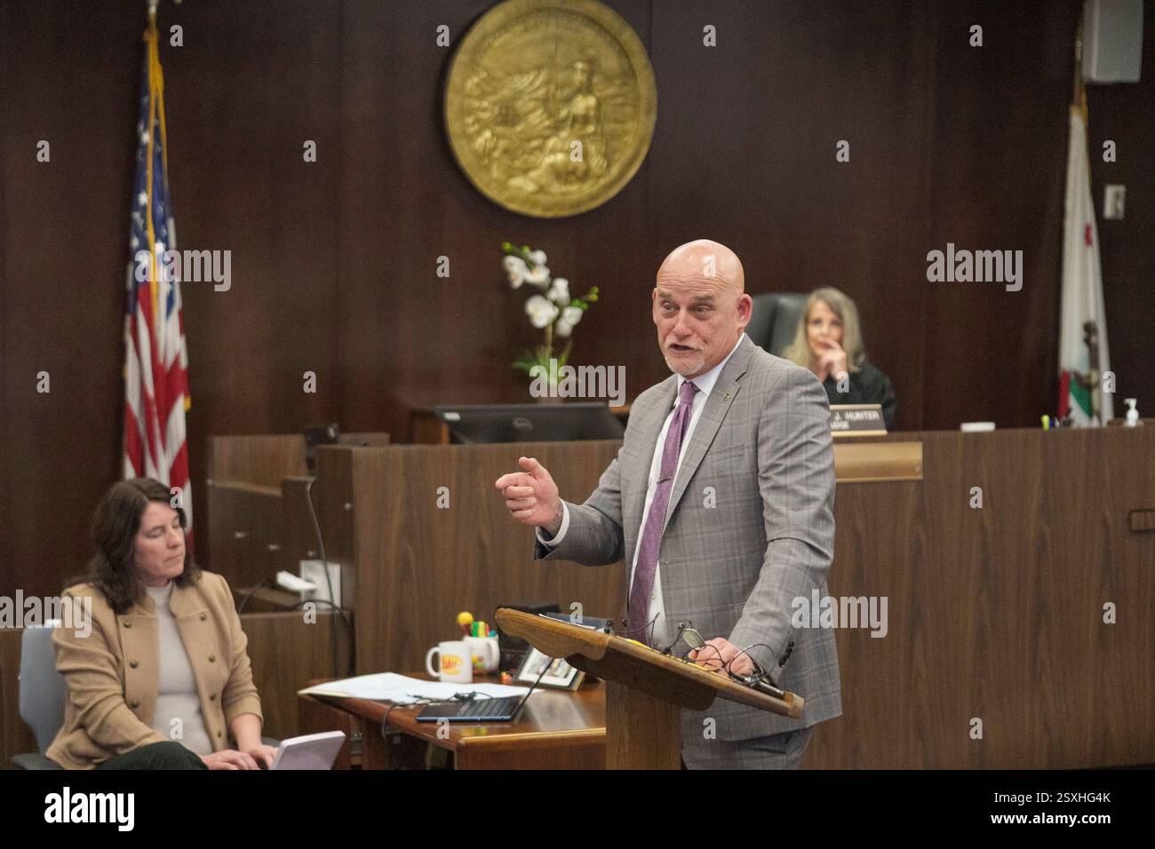 Defense attorney Cameron J. Talley argues during opening statements ...
