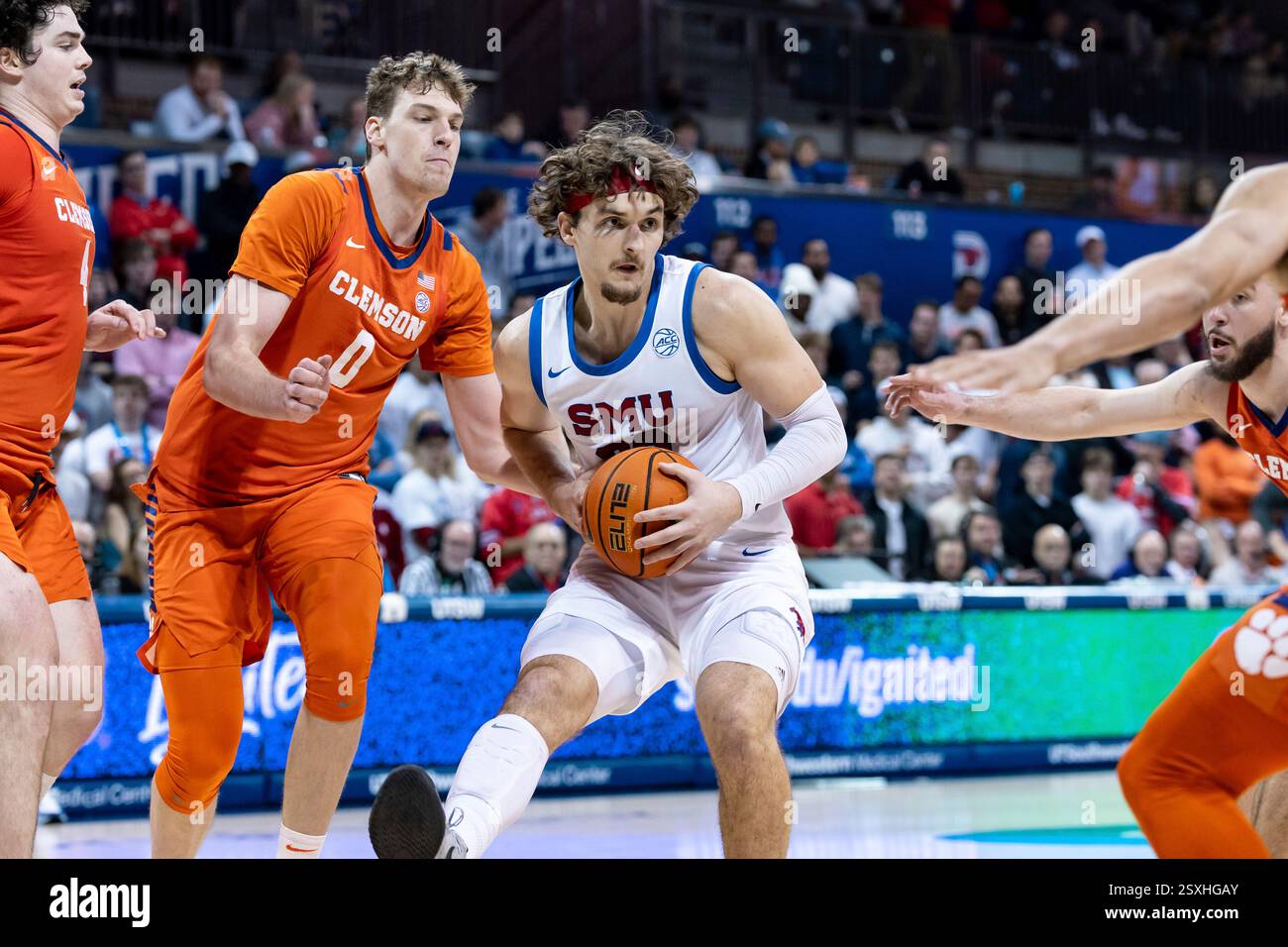 DALLAS, TX - FEBRUARY 22: SMU Mustangs forward Matt Cross (#33) looks ...