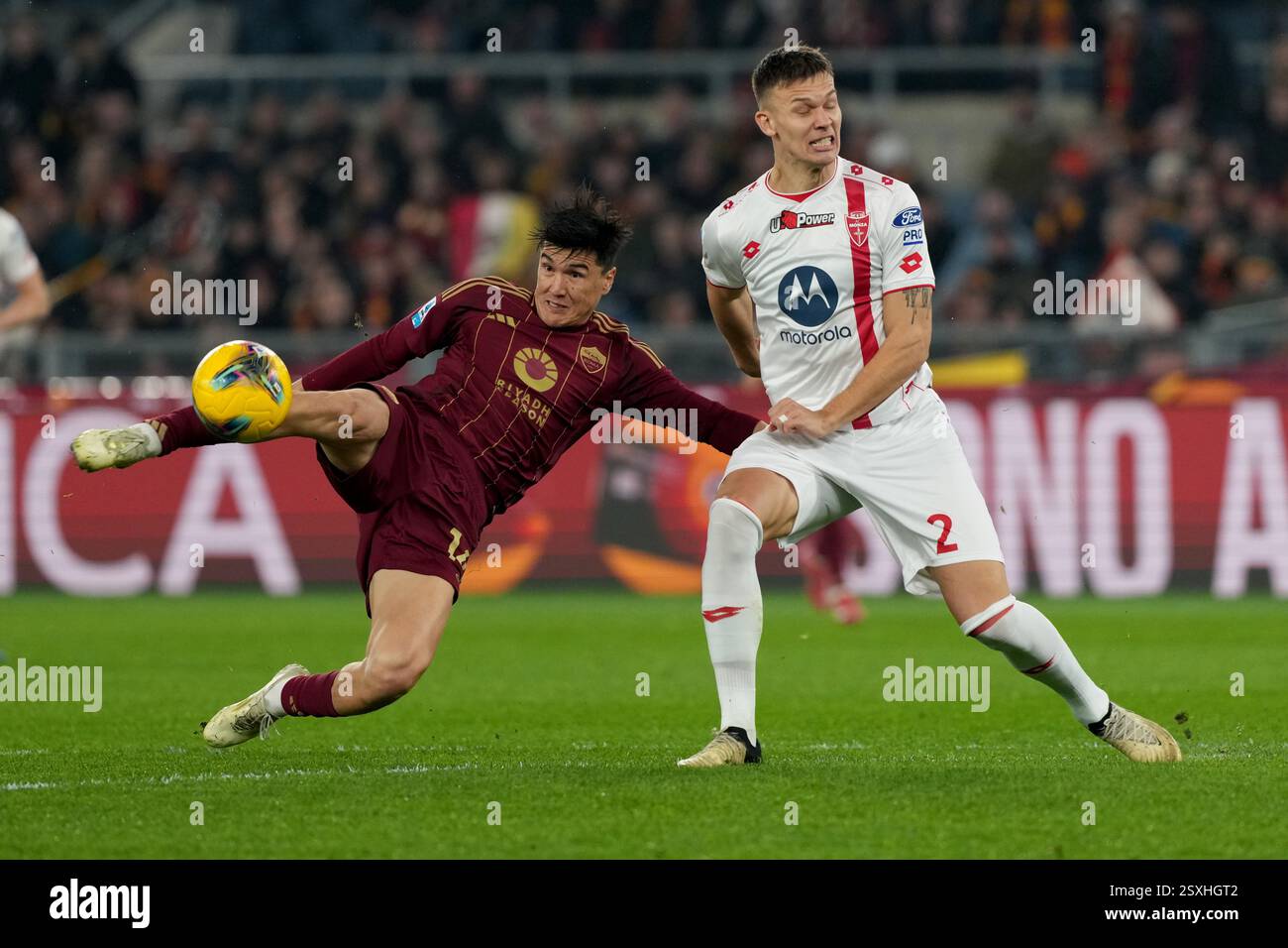 Rome, Italy. 24th Feb, 2025. Eldor Shomurodov of AS Roma and Arvid ...
