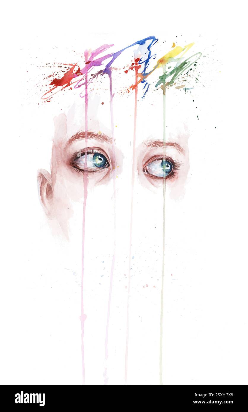 Beautiful mind portrait artwork. Creative person, generating idea ...