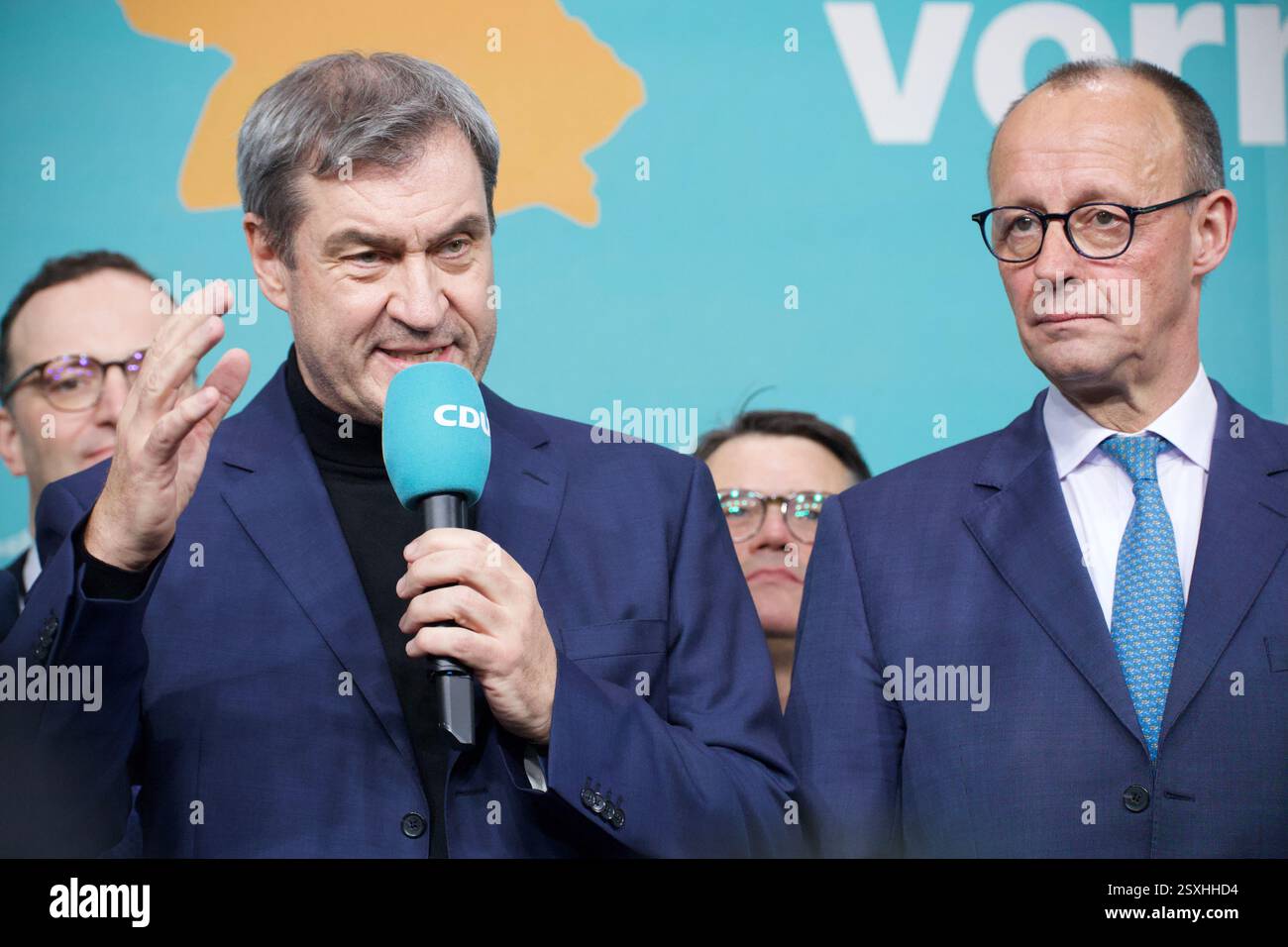 Berlin, Germany. February 23, 2025. Christian Democratic Union (CDU) leader Friedrich Merz ...