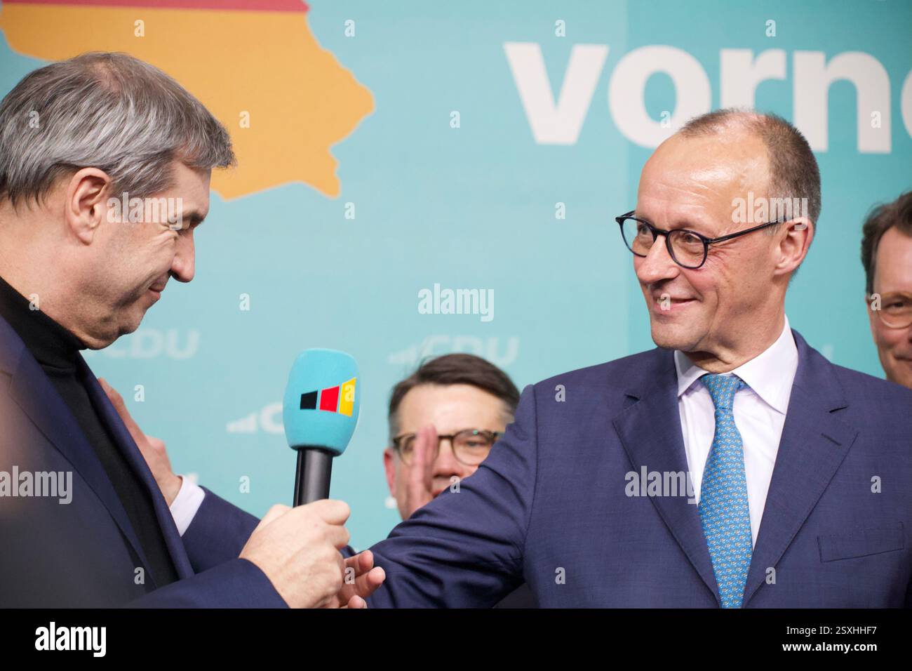 Berlin, Germany. February 23, 2025. Christian Democratic Union (CDU) leader Friedrich Merz ...