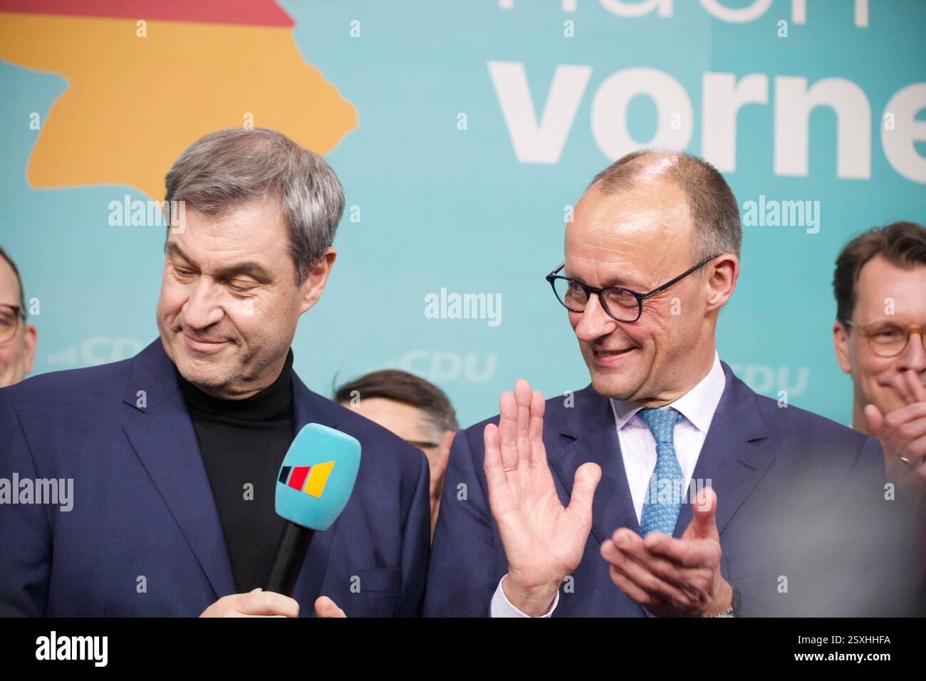 Berlin, Germany. February 23, 2025. Christian Democratic Union (CDU) leader Friedrich Merz ...