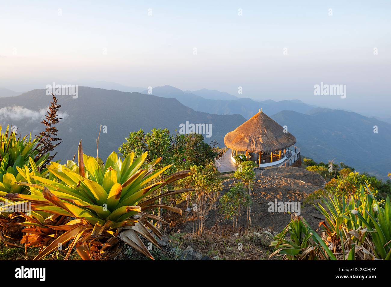 View of the Kogihab restaurant at El Dorado Ecolodge, Sierra Nevada de ...