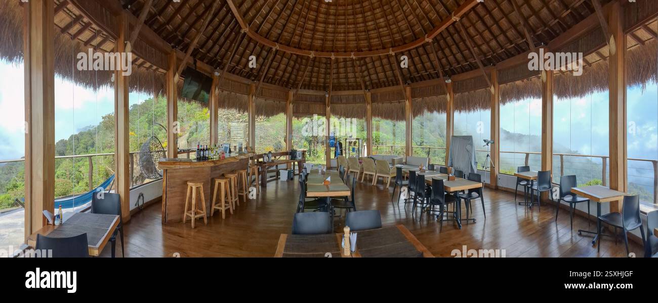 Panoramic view of the restaurant at El Dorado Ecolodge, Sierra de Santa ...