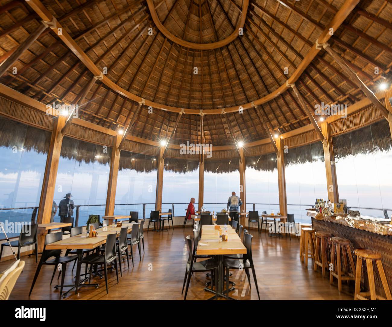 View of the restaurant at El Dorado Ecolodge, Sierra Nevada de Santa ...