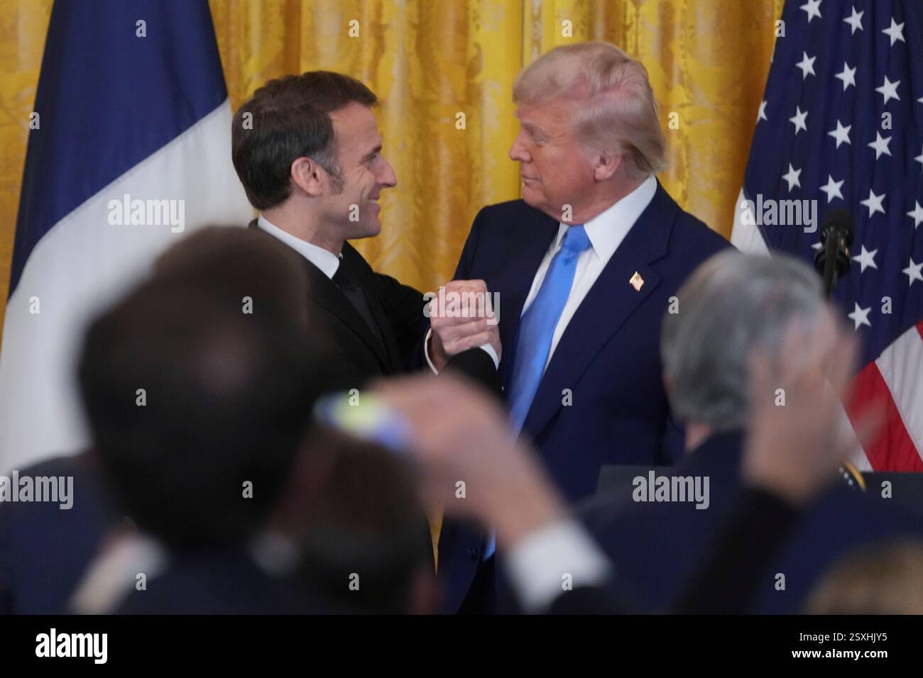United States President Donald J Trump and President Emmanuel Macron of ...