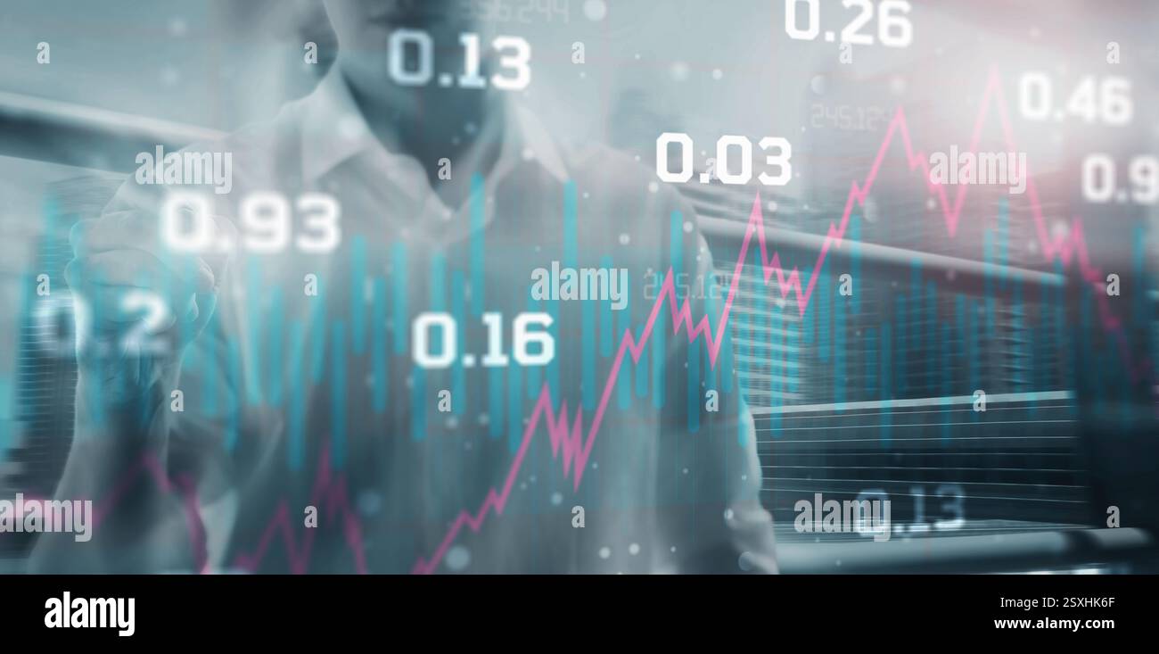 Economic growth chart. Business chart and reflection buildings Stock ...