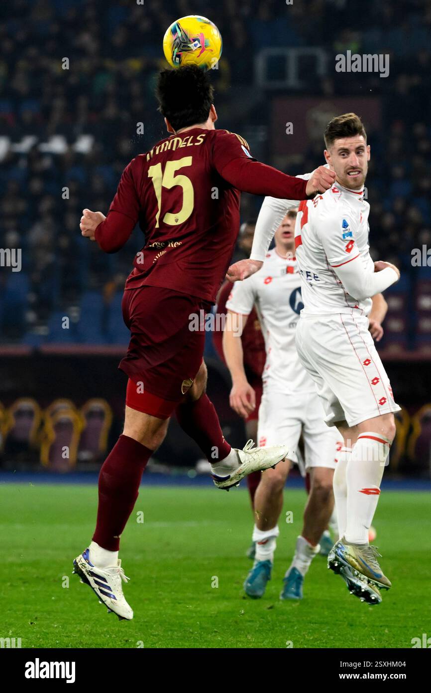 Rome, Italy. 24th Feb, 2025. Mats Hummels of AS Roma headers during the ...