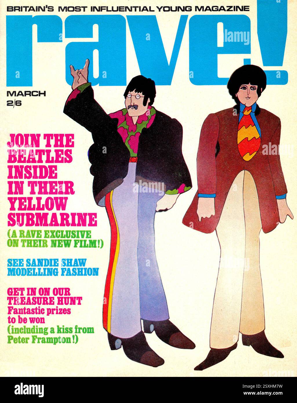 Cover of March 1968 RAVE! Magazine, featuring The Beatles, Yellow ...