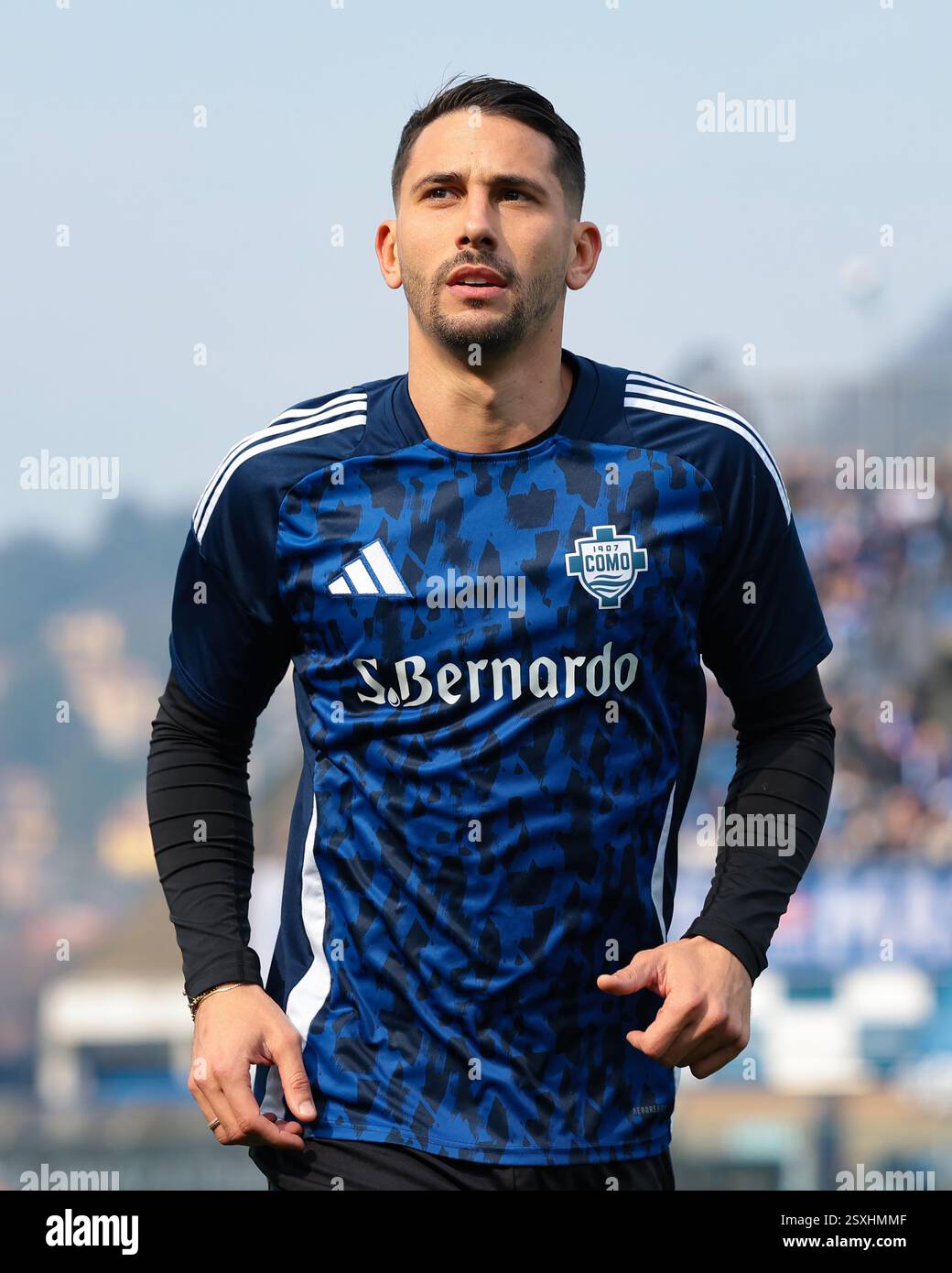 Como, Italy. 23rd Feb, 2025. Edoardo Goldaniga of Como 1907 leaves the ...