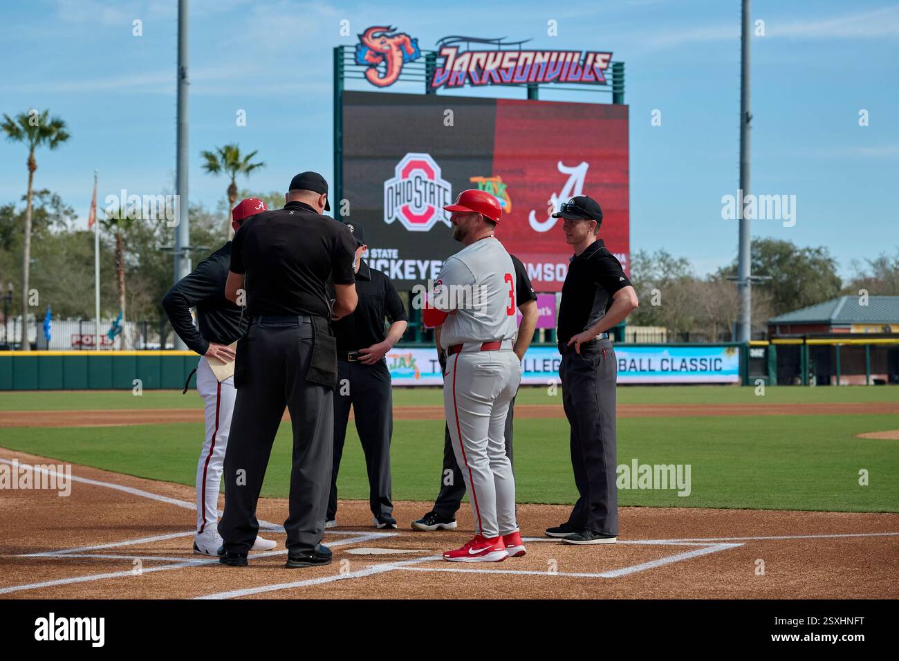 Ohio State Buckeyes head coach Justin Haire (3) during the lineup ...