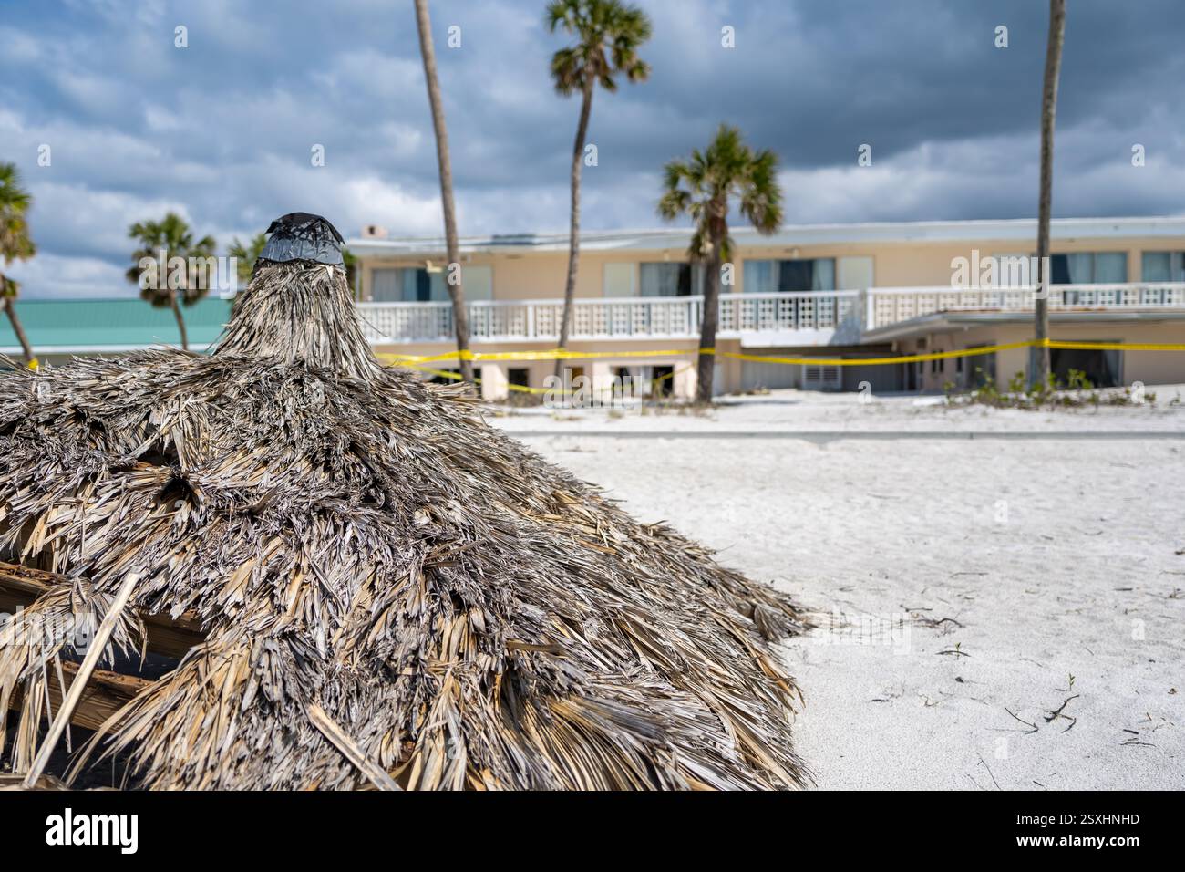 Sarasota, Florida, USA - 02-20-2025: Storm surge, water, weather damage ...