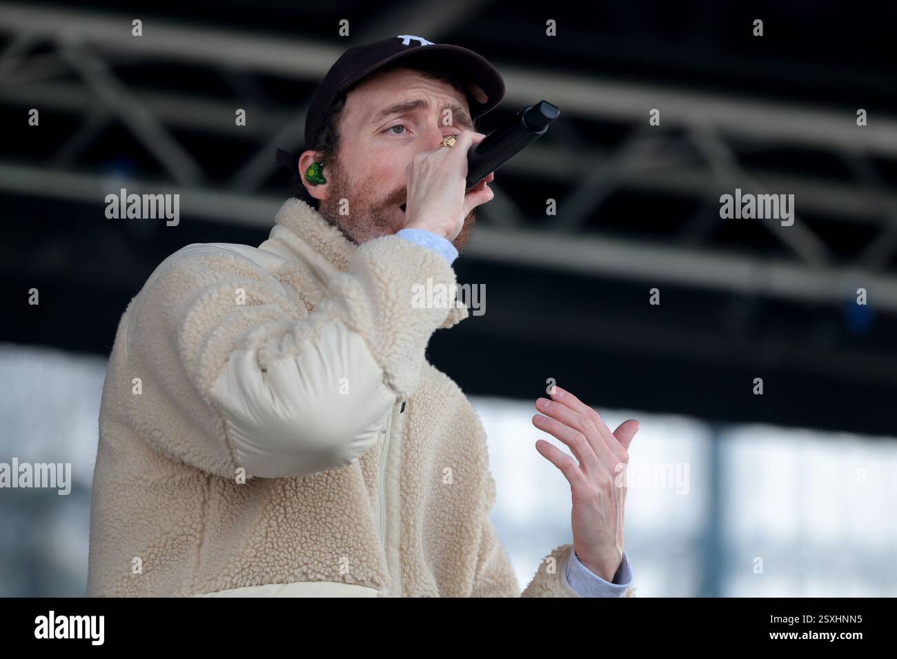 Como, Italy. 23rd Feb, 2025. Italian rapper Corrado Grilli known as ...