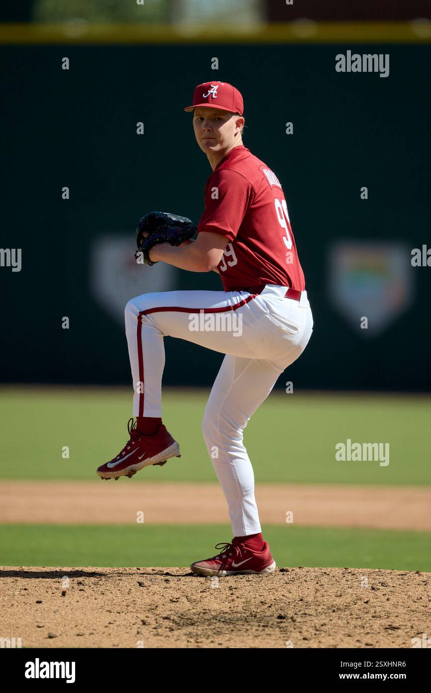 Alabama Crimson Tide pitcher Austin Morris (99) during an NCAA baseball ...