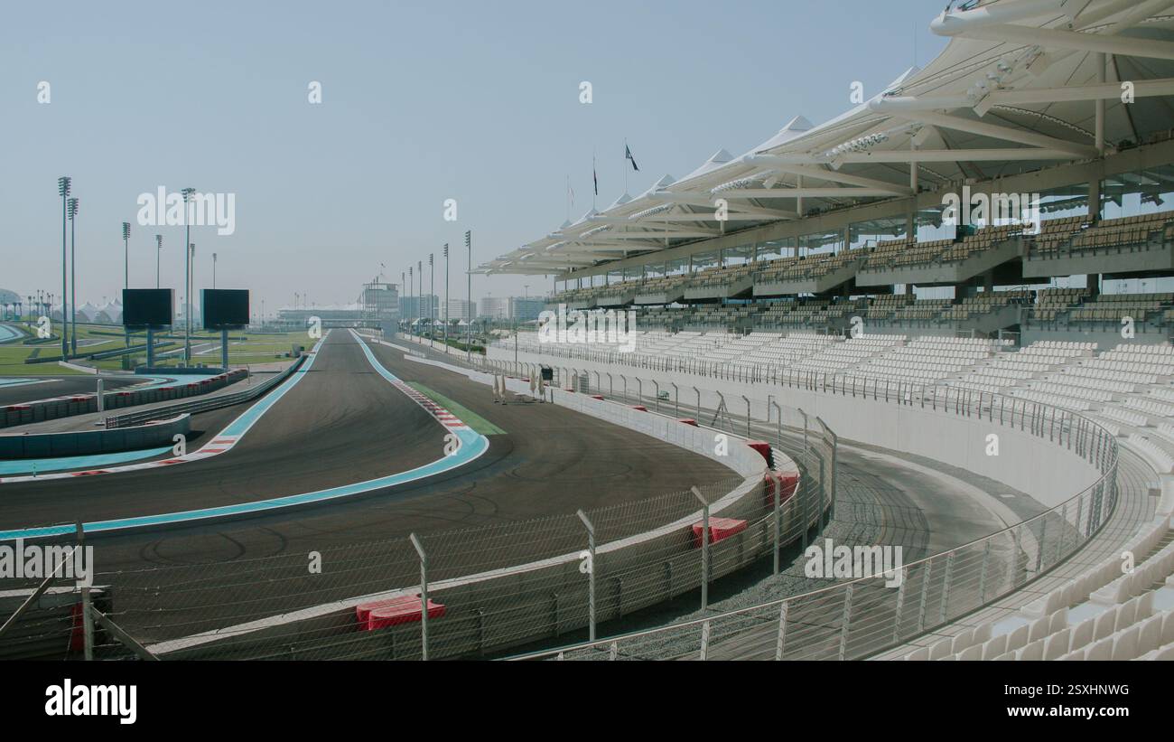 Curve and grand stand of a racetrack curve on the exit and big place ...