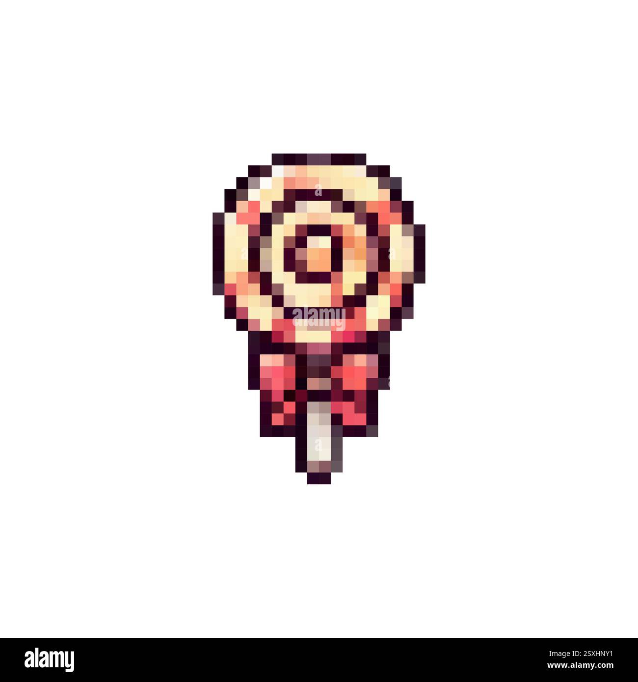 Pixel candy icon. Lollipop logo in pixel style 80s, 90s. Caramel pixel ...