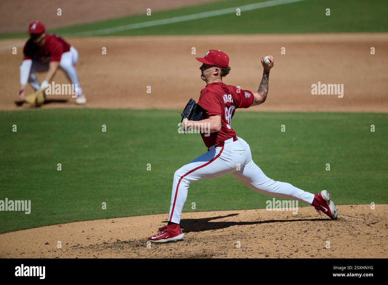 Alabama Crimson Tide pitcher Austin Morris (99) during an NCAA baseball ...