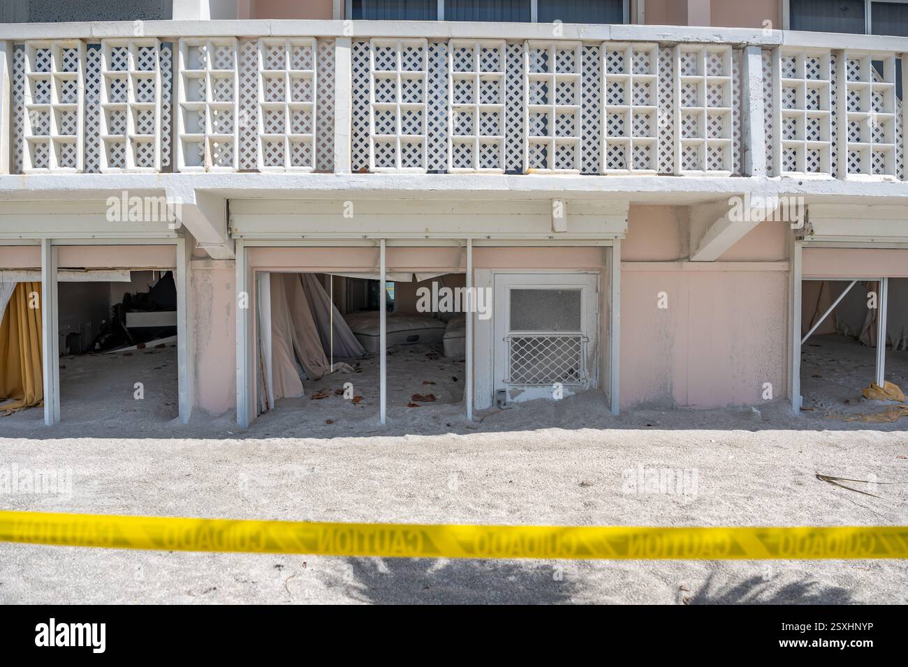Sarasota, Florida, USA - 02-20-2025: Storm surge, water, weather damage ...