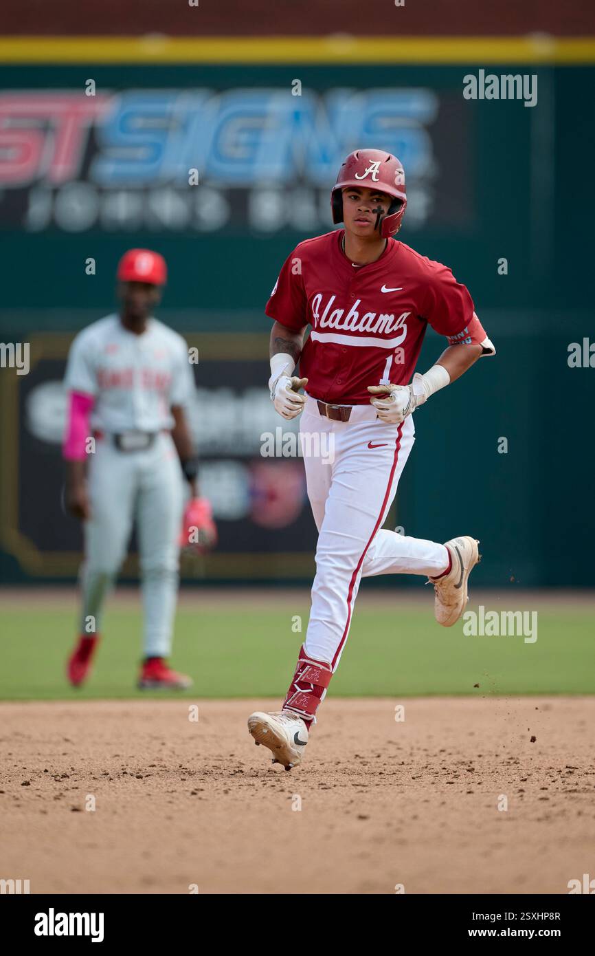 Alabama Crimson Tide Justin Lebron (1) rounds the bases after hitting a ...